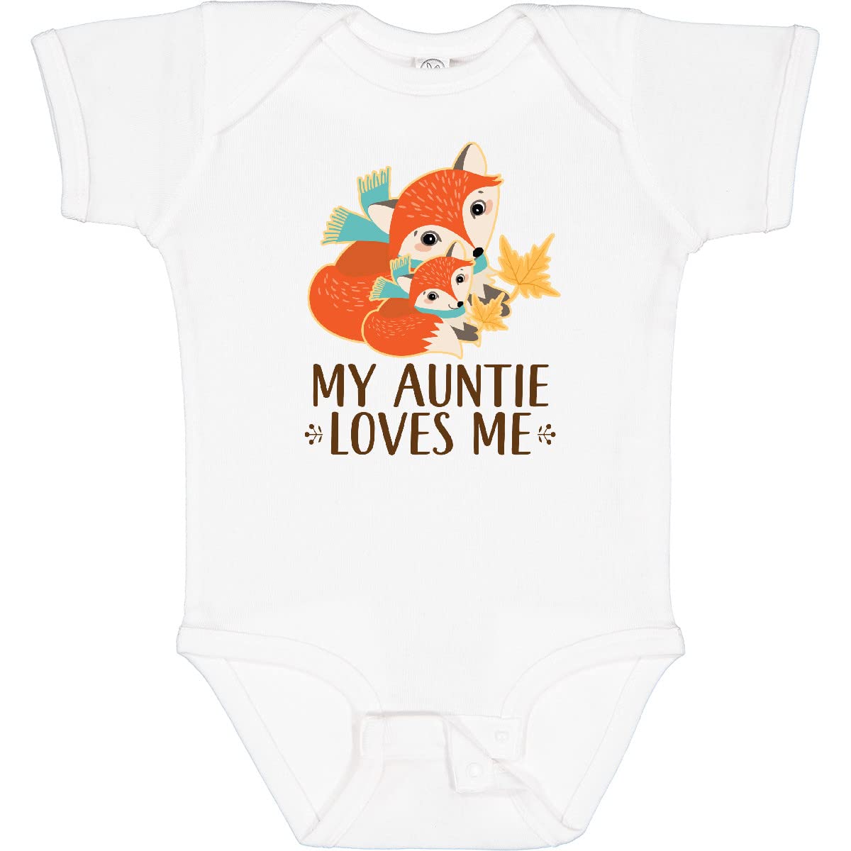 inktastic Auntie Loves Me Woodland Fox Baby Bodysuit 6 Months 0020 White 2db18