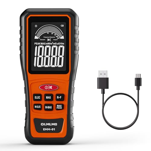 olmlmo Emf Meter,Electric Field, Radio Frequency Field, Magnetic Field Strength Meter,Rechargeable Radiation Detector for 5g Cell Tower, WiFi Signal Detector,Emf Inspections,Ghost Hunting