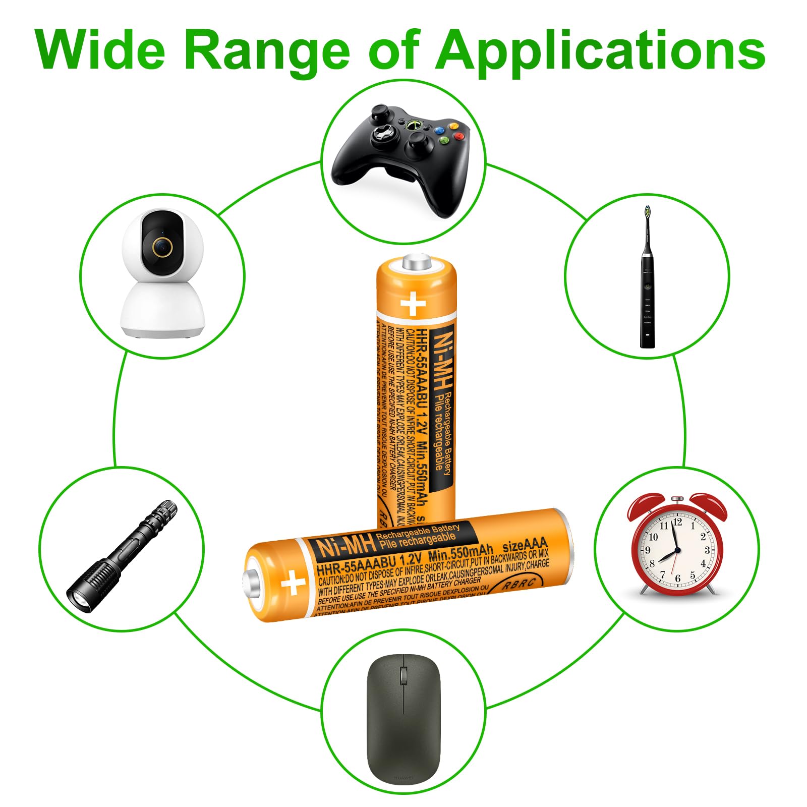 4 Pack HHR-55AAABU NI-MH Rechargeable Battery for Panasonic 1.2V 550mAh AAA Battery for Cordless Phones