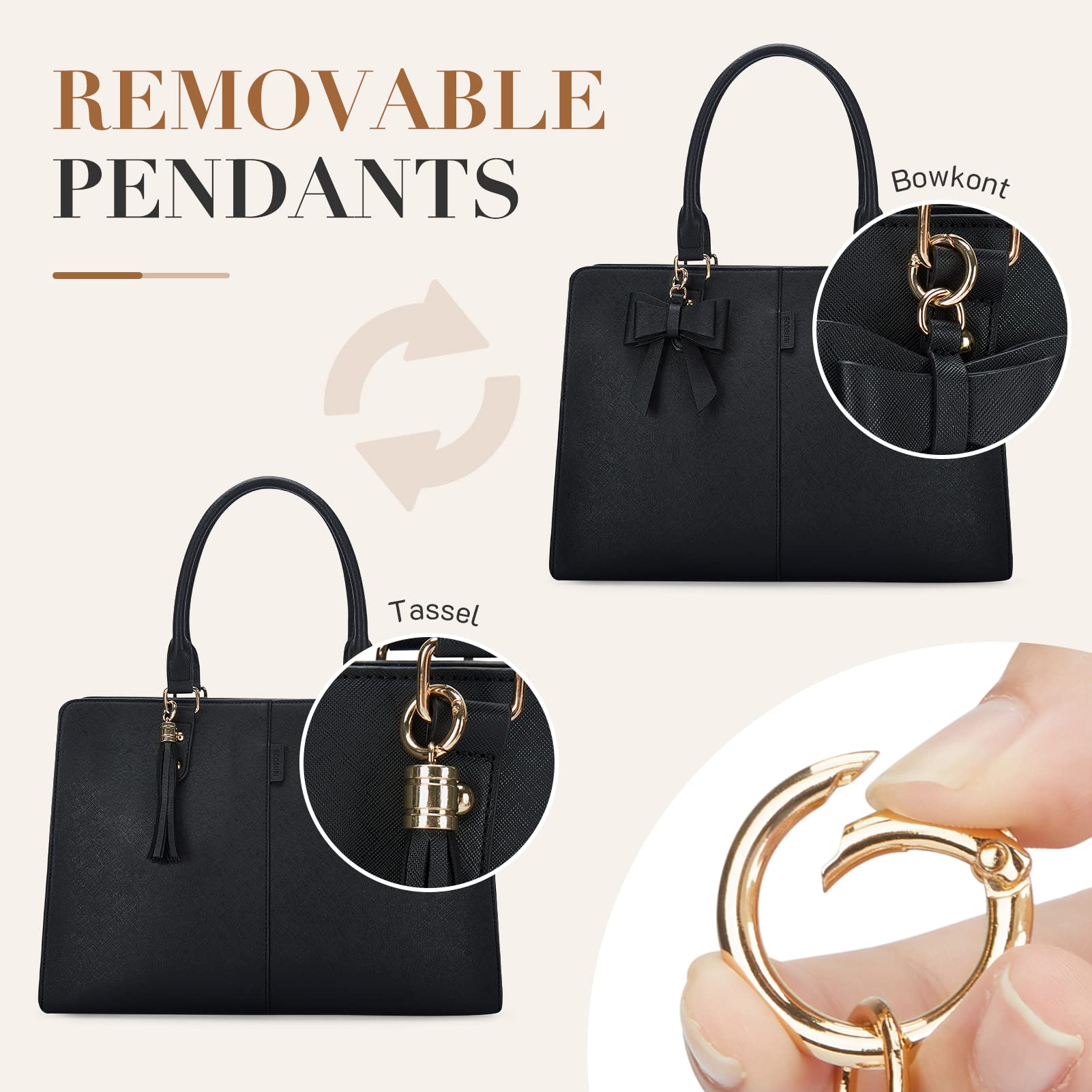 ECOSUSI Laptop Tote Bag Laptop Bag 15.6 inch Work Shoulder Briefcase Computer Messenger with Clutch Satchel Handbag 2 PCS Set