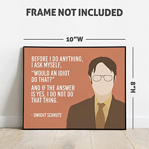 Dwight Schrute Quotes Set of 2 Wall Art Prints - Challenges/Idiot Quotes Artwork Posters - Funny Gift for Office Fans - 8x10 - Unframed