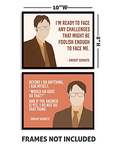 Dwight Schrute Quotes Set of 2 Wall Art Prints - Challenges/Idiot Quotes Artwork Posters - Funny Gift for Office Fans - 8x10 - Unframed