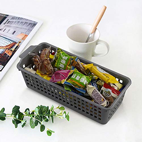 Vcansay Plastic Small Slim Rectangle Storage Baskets, 6 Packs