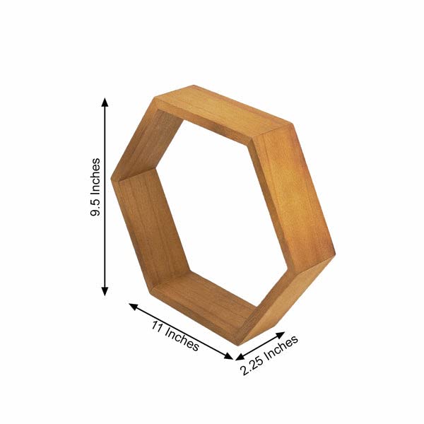 Efavormart 2 PC | 9" Tall Hexagon Rustic Wood Centerpiece | Natural Geometric Terrarium | Honeycomb Storage Shelf