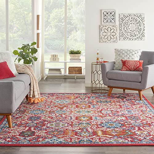 Nourison Passion Rustic Blue/Multicolor 5'3" x 7'3" Area -Rug, Easy -Cleaning, Non Shedding, Bed Room, Living Room, Dining Room, Kitchen (5x7)