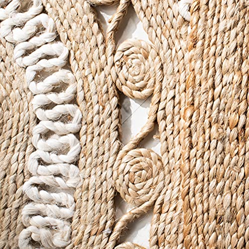 SAFAVIEH Natural Fiber Round Collection 5' Round Ivory NF169B Handmade Boho Charm Farmhouse Jute Area Rug