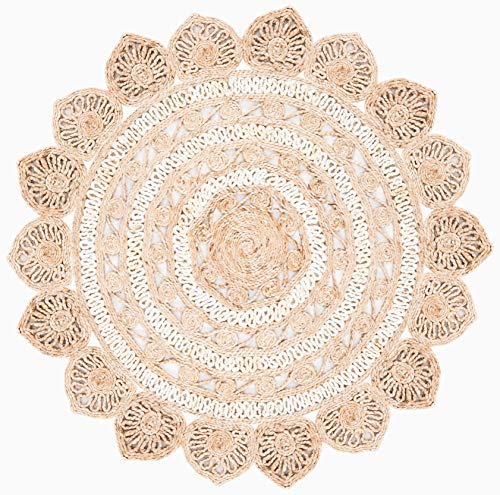 SAFAVIEH Natural Fiber Round Collection 6' Round Ivory NF160B Handmade Boho Charm Farmhouse Jute Area Rug