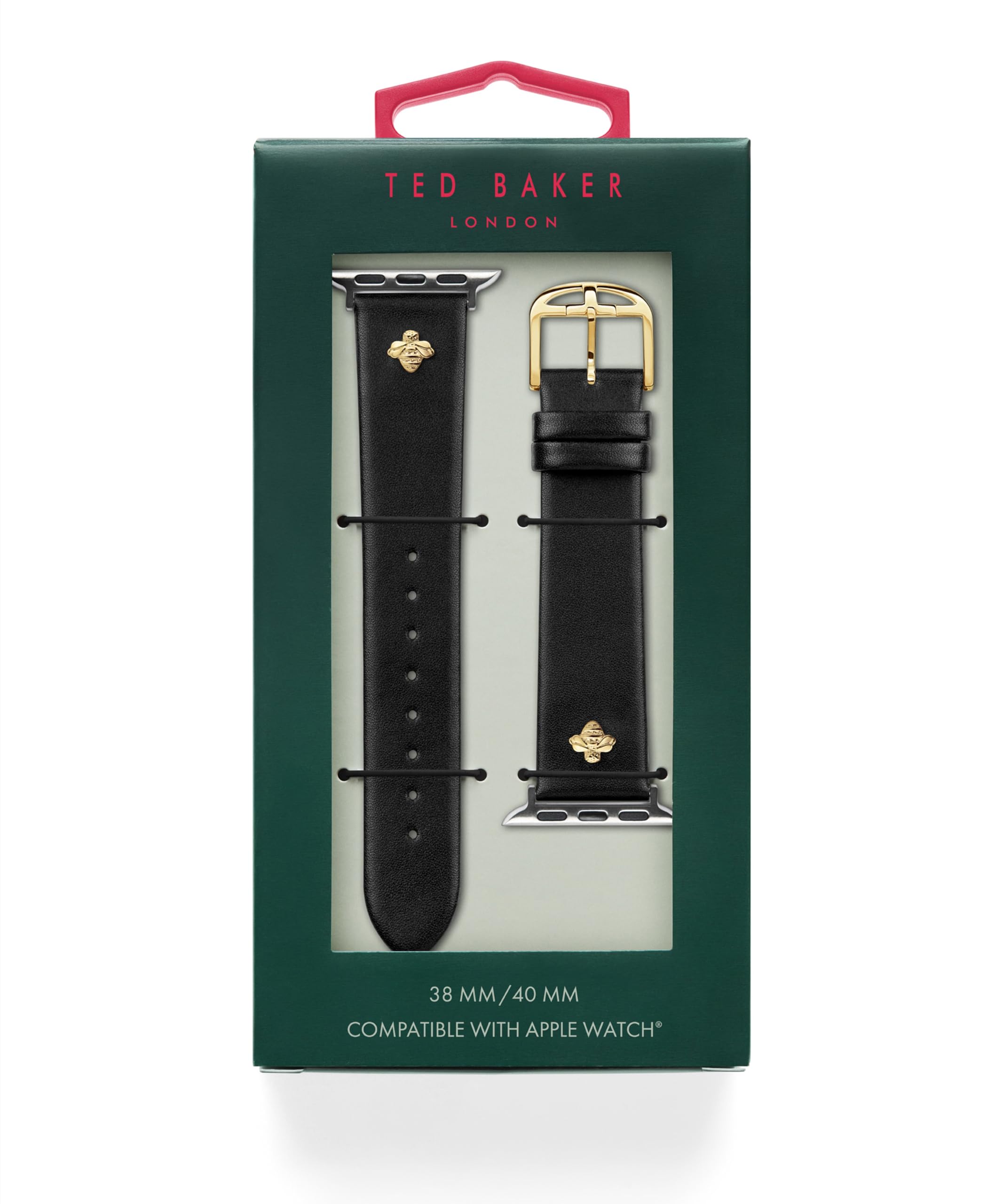 Ted Baker Black Leather Strap Bumblebee Pin for Apple Watch® (Model: BKS38F201B0)