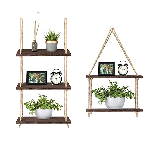 Mkono Wall Hanging Shelf, 3 Tier and 2 Tier