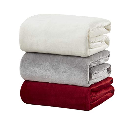 Cozy Fleece Super Soft and Plush Flannel Fleece Blanket, Ivory, Full/Queen