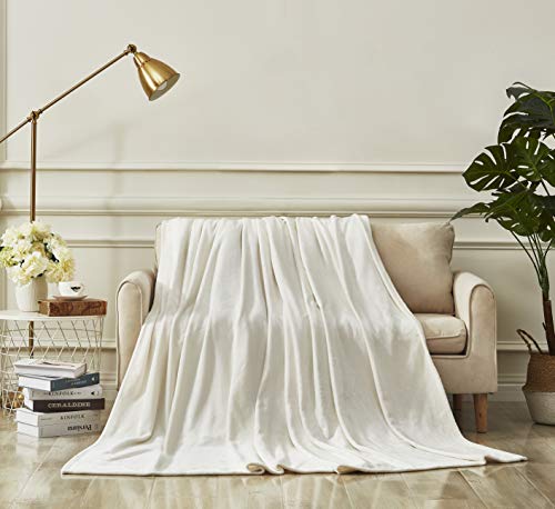 Cozy Fleece Super Soft and Plush Flannel Fleece Blanket, Ivory, Full/Queen