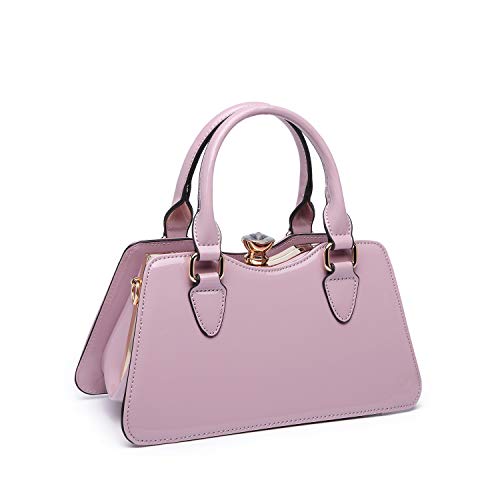 LA TERRE Patent Faux Leather Handbags for Women Top Handle Evening Satchel Bag Shoulder Bag Tote Purse