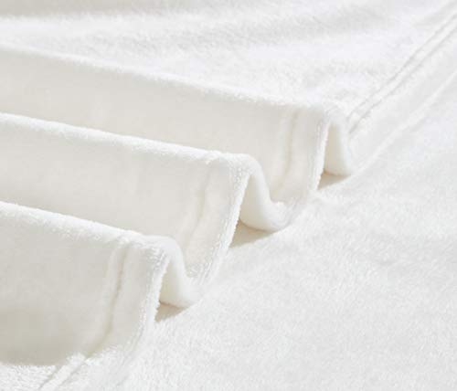 Cozy Fleece Super Soft and Plush Flannel Fleece Blanket, Ivory, Full/Queen