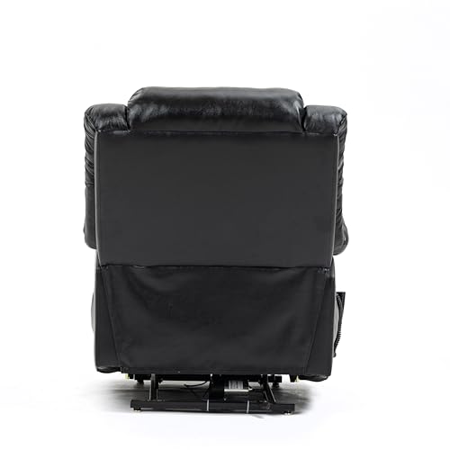 Electric Power Lift Chairs Recliner,Genuine Leather Upholstered Reclining Lifting Chair,Heated Vibration Massage Sofa Armchair, Dual Motor Infinite Position Lounge Couch w/Side Pockets and USB Ports