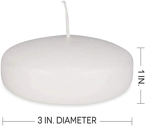 YIIA 10 Hour Burning White Unscented Classic 3" Floating Candles for Weddings, Parties, Special Occasions and Home Decorations (Set of 36)