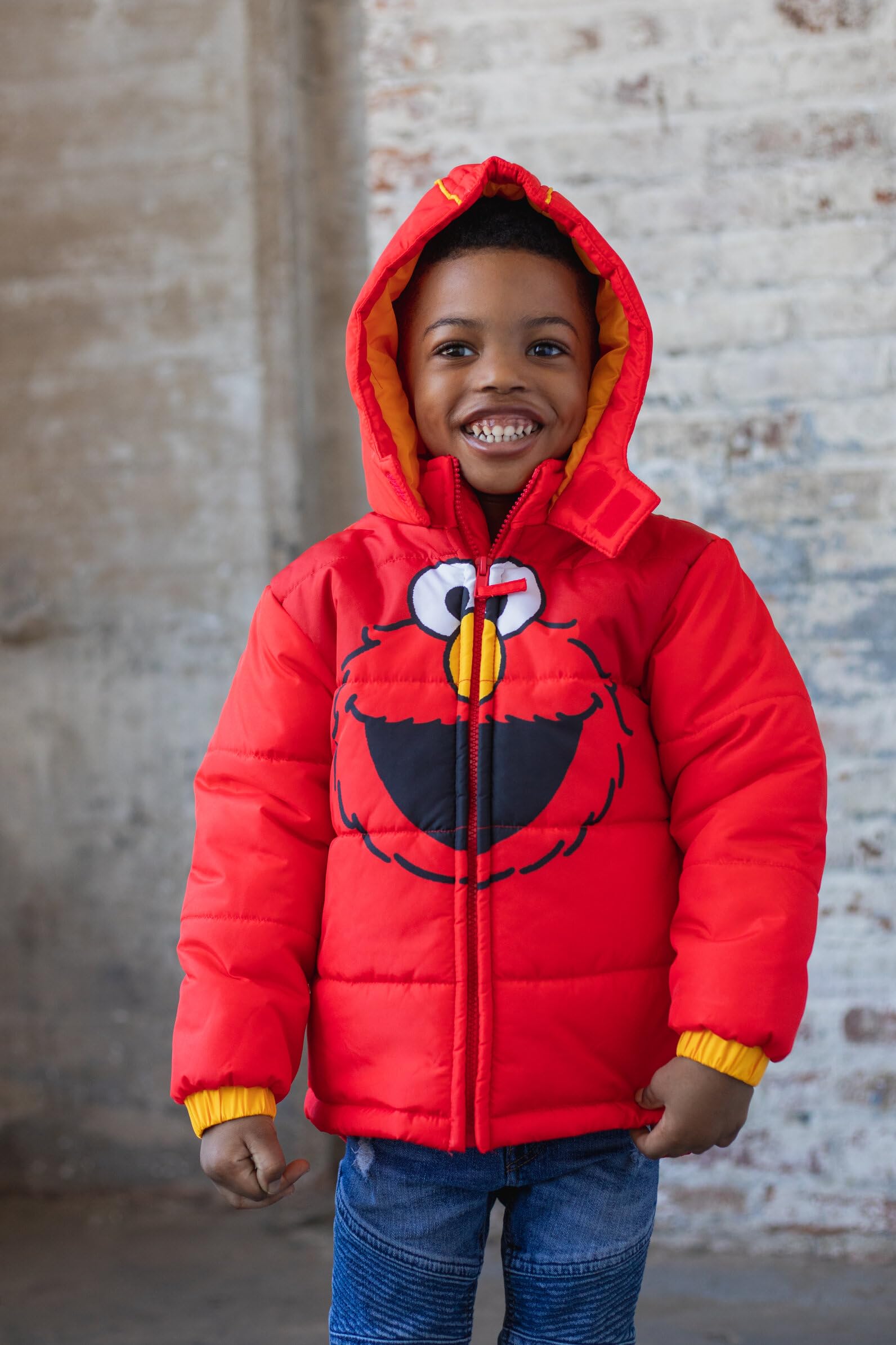 Sesame Street Elmo Infant Baby Boys Zip Up Fashion Winter Coat Puffer Jacket Red 24 Months