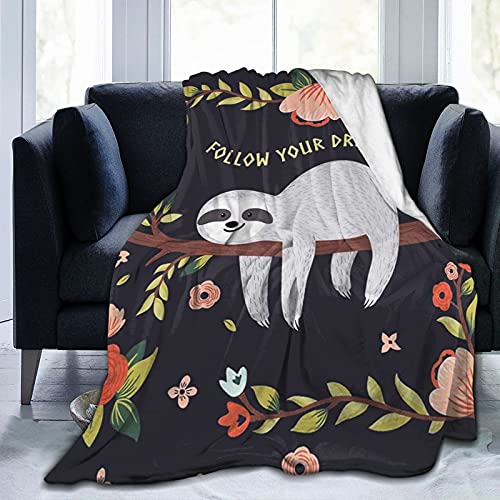 UHANKRU Sloth Blanket 60 inx50 in Animal Blanket Ultra Soft Flannel Throw Blankets for Couch Bedroom for Kids Adults, DestroyFungal