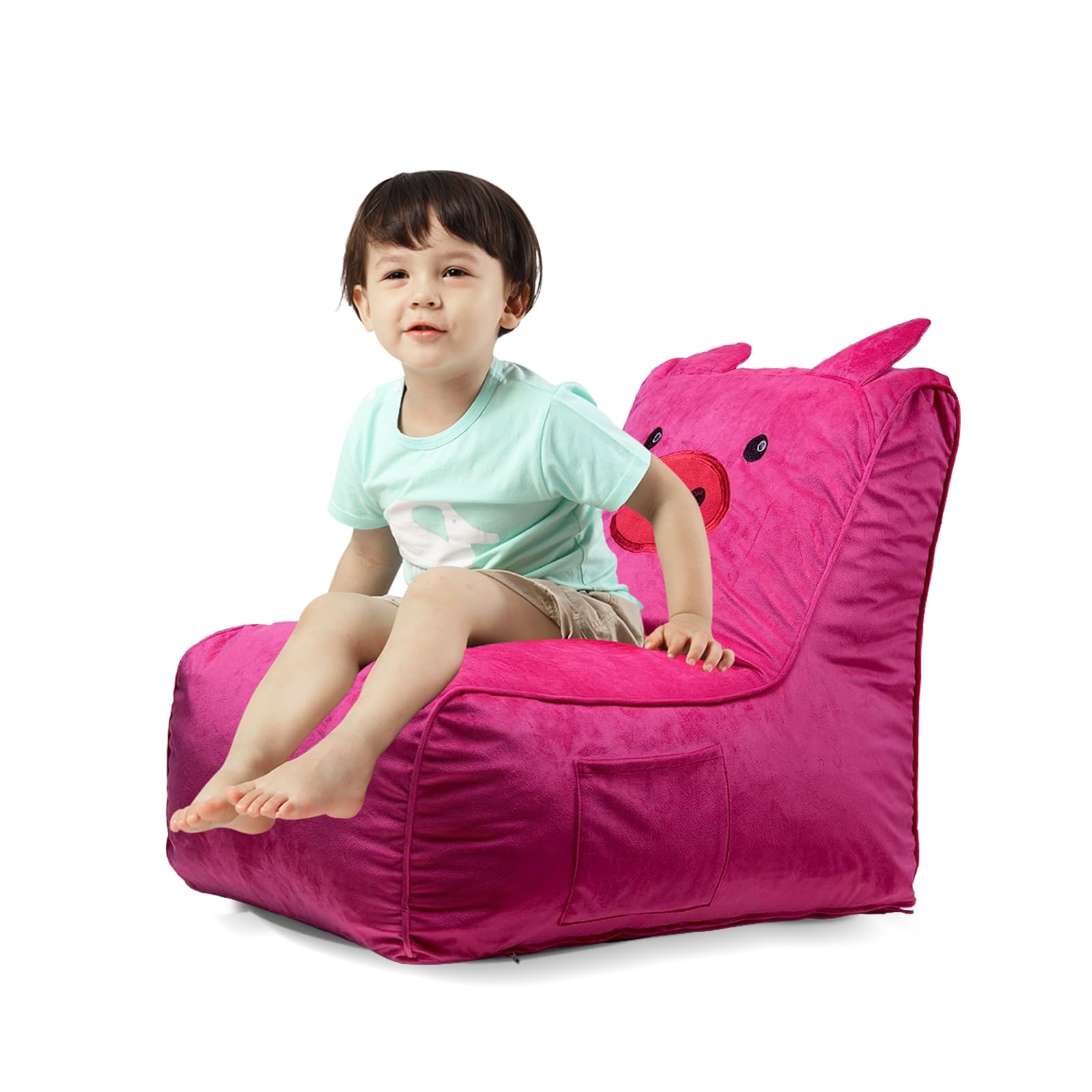 Recaceik Kids Bean Bag Chair, Soft Memory Foam Filled Bean Bag Seat for Baby Girl/Boy, Animal Bean Bag Chair with Removable Cover and Top Handle, Cartoon Sofa for Nursery, Playroom, Living Room