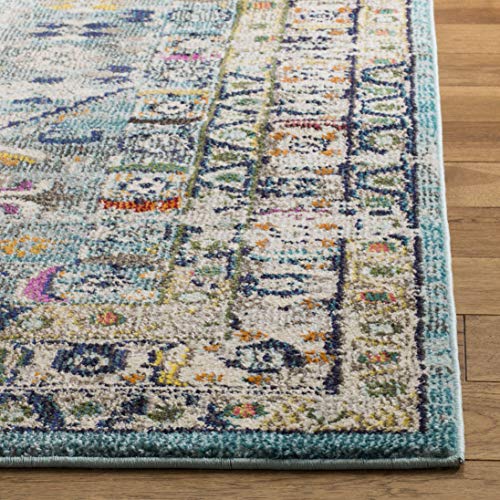 SAFAVIEH Monaco Collection 2'2" x 4' Blue/Light Grey MNC255M Boho Chic Oriental Distressed Non-Shedding Living Room Bedroom Accent Rug