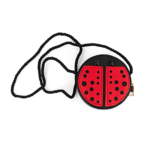 AUEAR, Cute Ladybug Purse Mini Pu Leather Crossbody Bag Wallet Pouch for Women and Girls, Black and Red