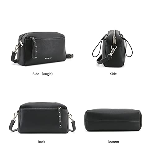 MAXWISE Shoulder Bags PU Leather Side Purse Crossbody Purses for Women Triple Zip Small Crossbody Bag for women,Cell Phone Purse Shoulder Handbag Wallet(Black)