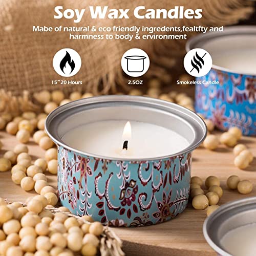 Gift Package Scented Candles Lemon, Fig, Lavender, Spring Fresh,Rose ,Jasmine,Vanilla,Bergamot,Strawberry, Peppermint, Rosemary, Gardenia Natural Soy Wax Portable Travel Tin Candle,Set of 12