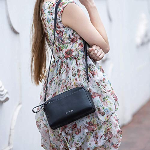 MAXWISE Shoulder Bags PU Leather Side Purse Crossbody Purses for Women Triple Zip Small Crossbody Bag for women,Cell Phone Purse Shoulder Handbag Wallet(Black)