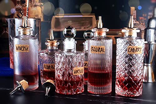 Bitters Bottle Set of 6 Dasher Bottles for Cocktails with Zinc Alloy Dash Tops and Stoppers, Dispenser Bottles, Barware Set for Home Bar (6 pacl)
