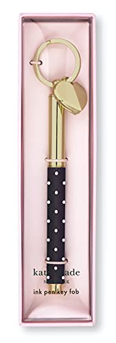 Kate Spade New York Black Metal Ink Pen Key Fob, Black Ink Ballpoint Keychain Pen, Pin Dot