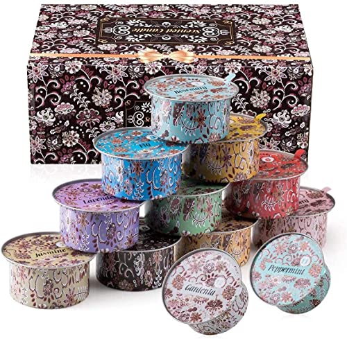 Gift Package Scented Candles Lemon, Fig, Lavender, Spring Fresh,Rose ,Jasmine,Vanilla,Bergamot,Strawberry, Peppermint, Rosemary, Gardenia Natural Soy Wax Portable Travel Tin Candle,Set of 12