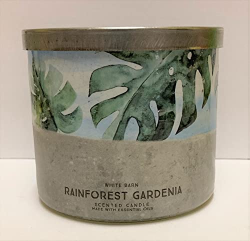 White Barn Bath and Body Works Rainforest Gardenia 3 Wick Scented 14.5 Ounce