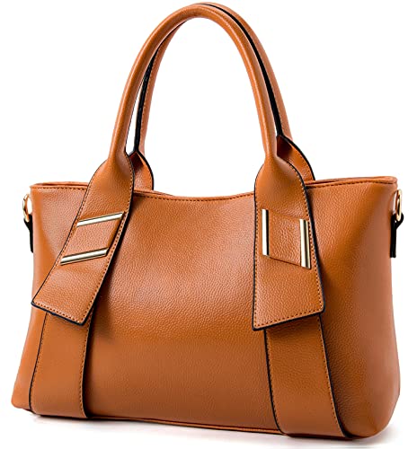 TIBES Fashion Synthetic Leather Handbag Messenger Bag for Women Brown Purse