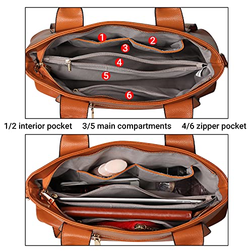 TIBES Fashion Synthetic Leather Handbag Messenger Bag for Women Brown Purse