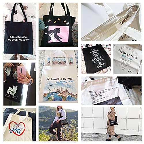Aboutwome Your Own Design Women Custom Tote Bag for Shopping Canvas Bags (Black)