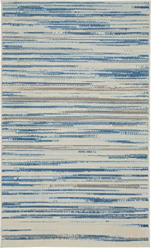 Nourison Jubilant Abstract Blue 3' x 5' Area Rug, Easy -Cleaning, Non Shedding, Bed Room, Living Room, Dining Room, Kitchen (3x5)