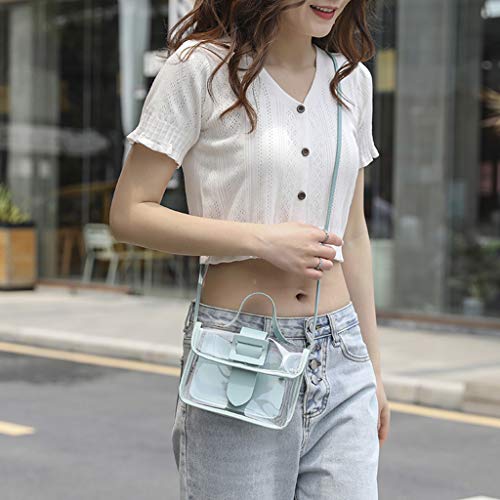 Womens PVC Mini Handbags Clear Cluth Purse Tote Bag Messenger Shoulder (Red)