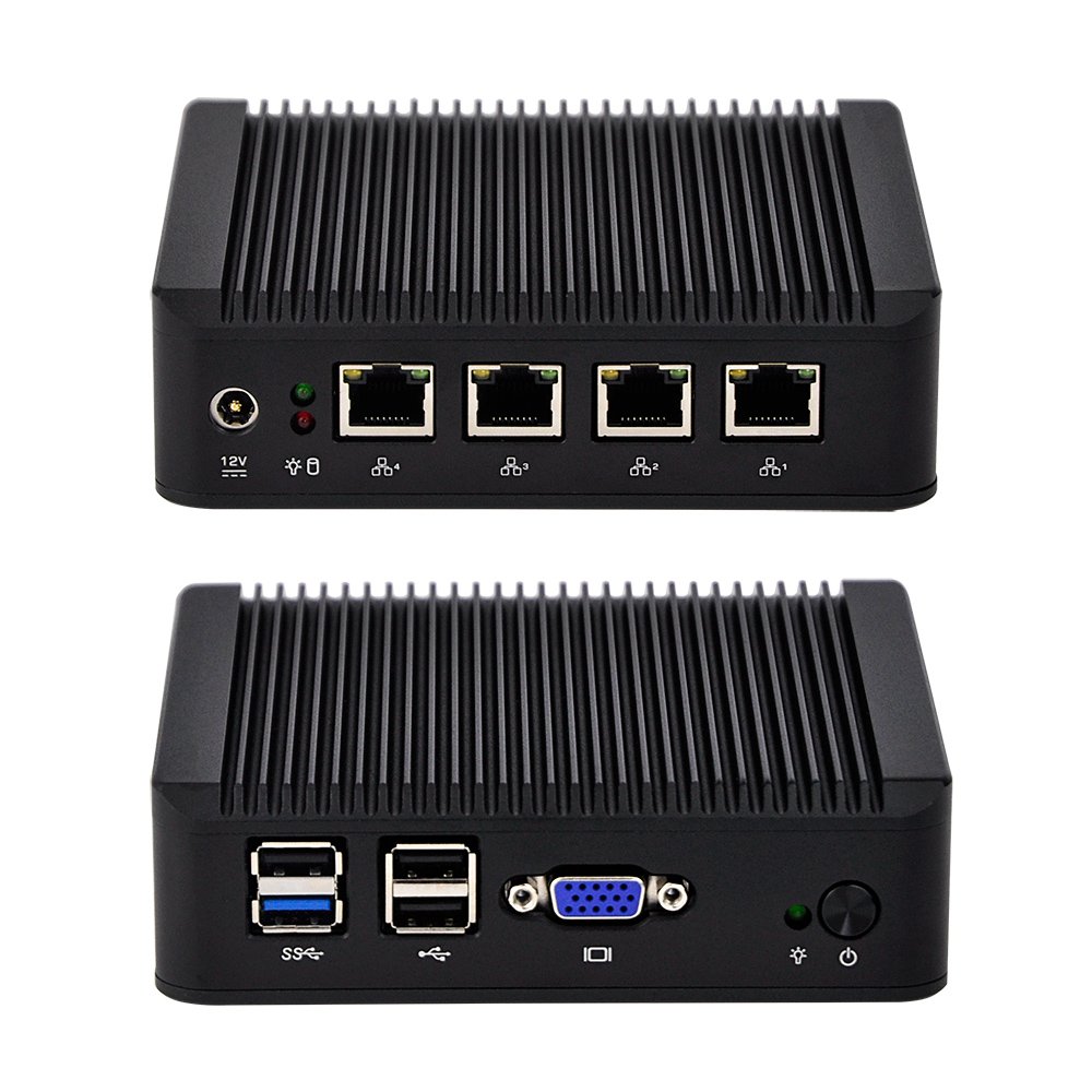 Best pc Qotom-Q190G4-S01 with celeron J1900 X86 2.42 GHz 4G ram 256G SSD 4 LAN 1080P Full HD Video Multiple Ethernet Ports