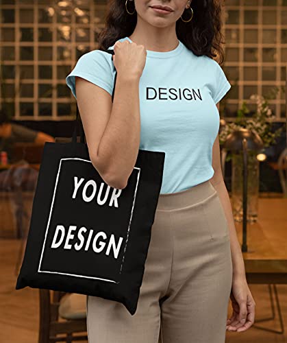 Aboutwome Your Own Design Women Custom Tote Bag for Shopping Canvas Bags (Black)