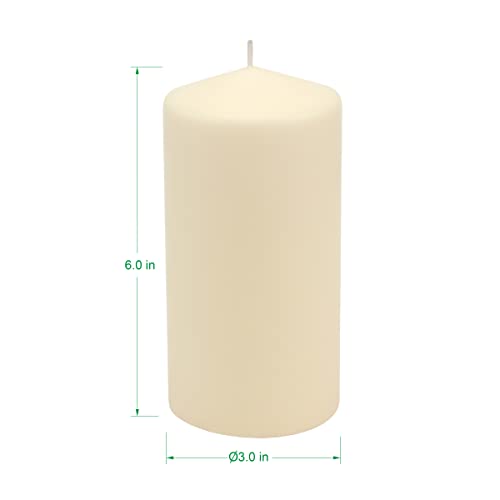 Stonebriar SB-SP-3548A Tall 3 x 6 Inch Unscented Ivory Pillar Candle Set, Set of 6, 3x6