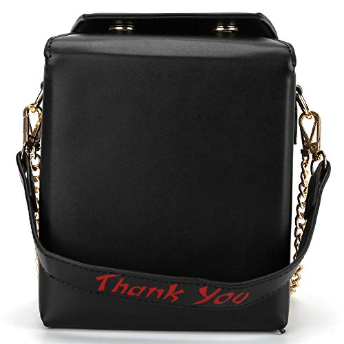 QiMing Tower Print Crossbody Shoulder Bag,Pu Chinese Takeout Box Totes Purse for Women(Black)