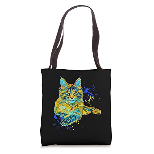 Colorful Maine Coon Big Cat Love Bigger Cats Cute Mom Tote Bag