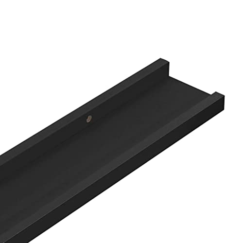 vidaXL 2X Picture Frame Ledge Shelves Edge Frame Shelf Floating Wall Shelf Hanging CD Rack Board Bedroom Living Room Office Black 23.6" MDF