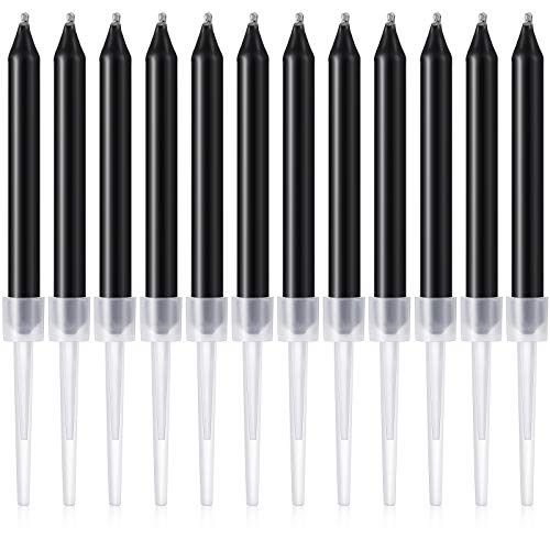 Birthday Cake Candles 24 Pieces Party Candles Suit for Most Occasions (Black,0.5 x 5.5cm)