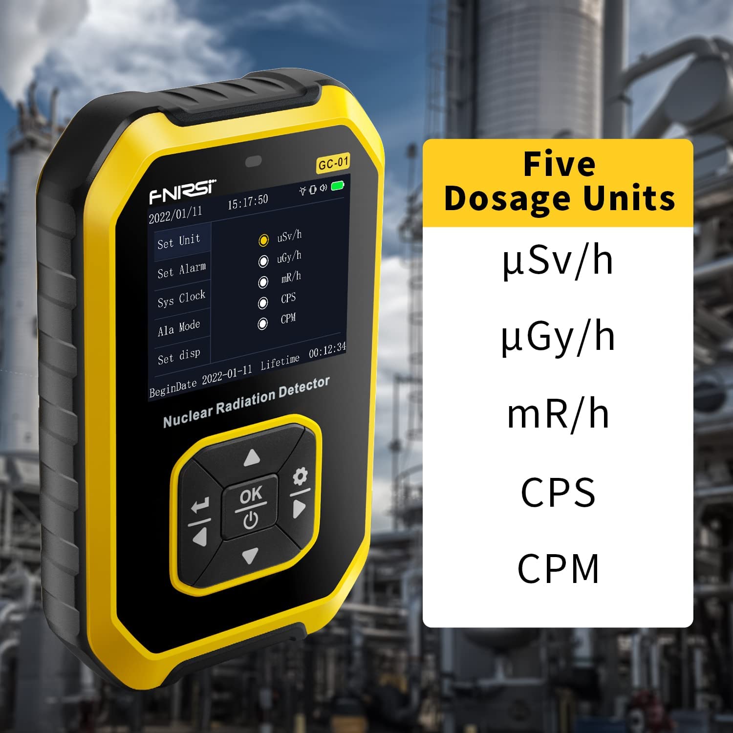 Bundle of 1 Geiger Counter Nuclear Radiation Detector-FNIRSI Radiation Dosimeter with LCD Display, Portable Handheld Beta Gamma X-ray Rechargeable and Safecastle Multipurpose Toolkit Card