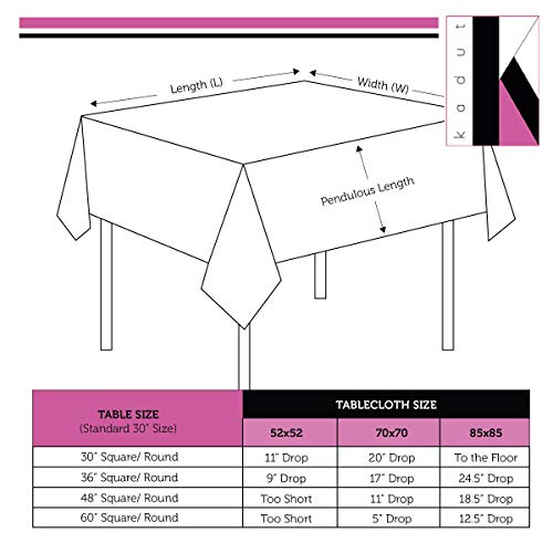 Kadut Square Tablecloth 70 x 70 Inch White Square Table Cloth for Square or Round Table | Heavy Duty | Washable Tablecloth for Parties, Weddings, Kitchen, Restaurant, Wrinkle-Resistant Table Cover