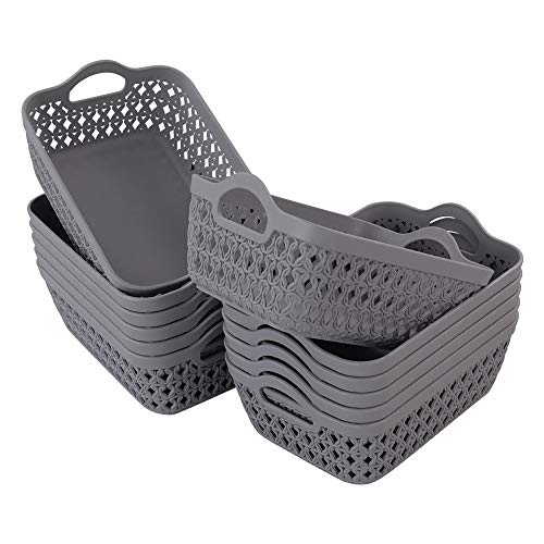 DynkoNA 12-pack Small Plastic Tray, Desktop Storage Trays, Grey