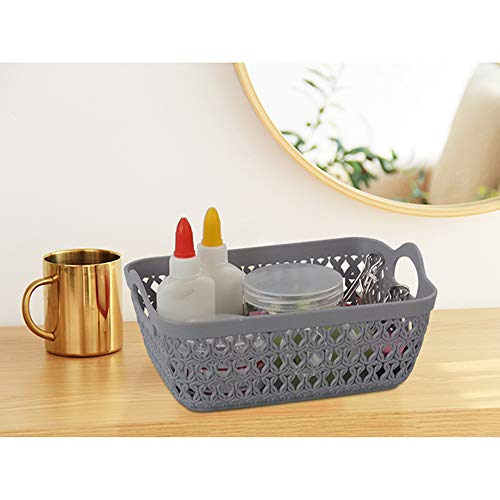 DynkoNA 12-pack Small Plastic Tray, Desktop Storage Trays, Grey