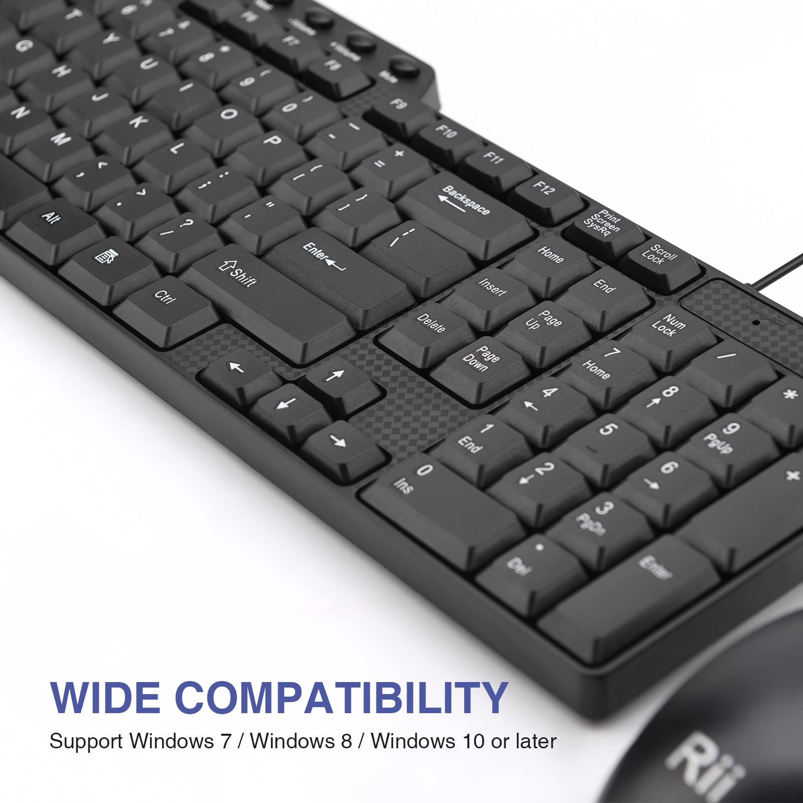 (2PACK) Wired Keyboard and Mouse,Rii RK203 Ultra Full Size Slim USB Basic Wired Keyboard Mouse Combo Set with Number Pad for Computer,Laptop,PC,Notebook,Windows