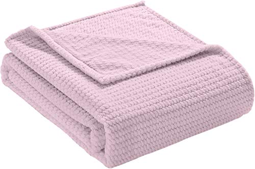 RACHEL Rachel Roy Jacquard Textured Oversized Throw - Silky Soft and Cozy Flannel Fleece, Blanket for Bed and Couch - Oversized Throw 60" X 70", Dark Lavender