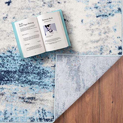 LUXE WEAVERS Kingsbury Collection 7773 Blue 8x10 Contemporary Abstract Area Rug